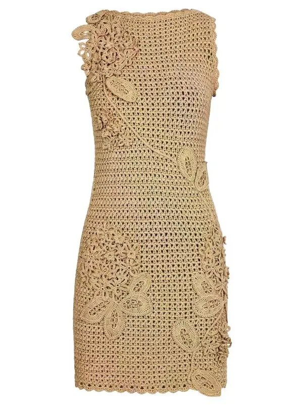 Oscar De La Renta Flower-motif Mini Dress - Neutrals