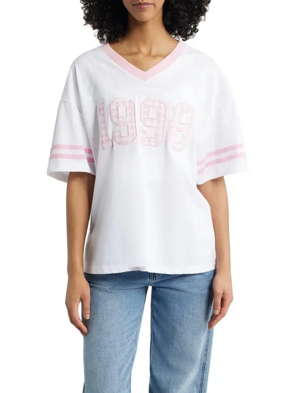 GOLDEN HOUR 1998 Appliqué Graphic T-shirt - Bright White/rose