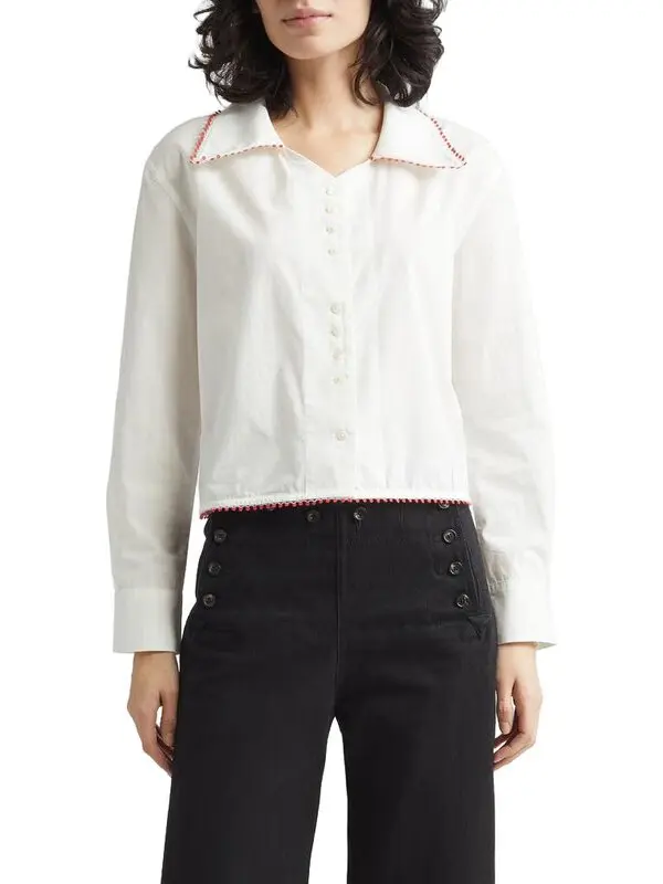 BODE Cotton Poplin Button-up Shirt - White