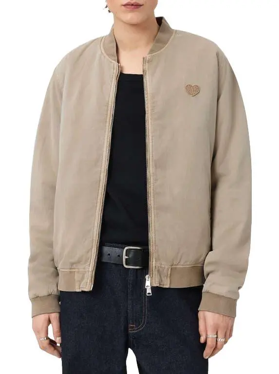 ALLSAINTS Forres Cotton Twill Bomber Jacket - Dune Brown