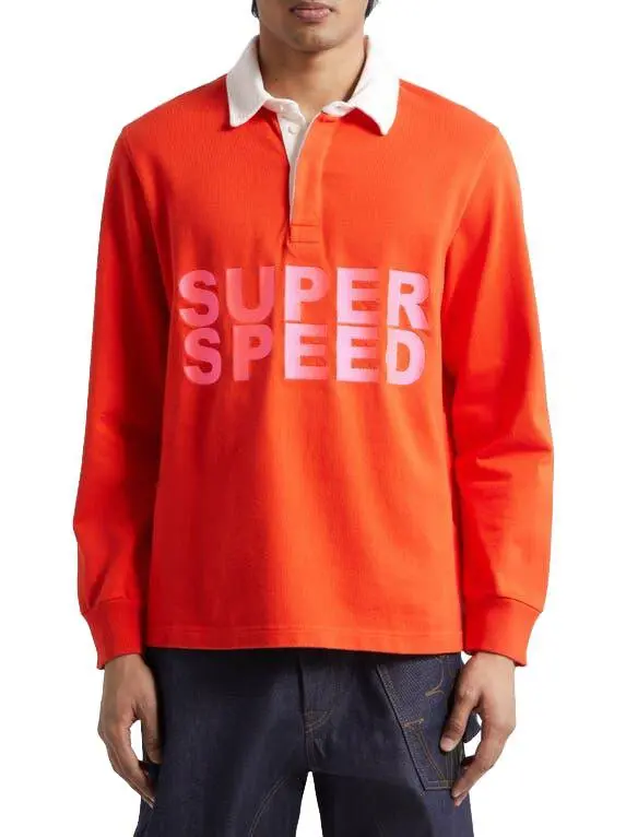 JW Anderson Super Speed Rugby Polo - Bright Red