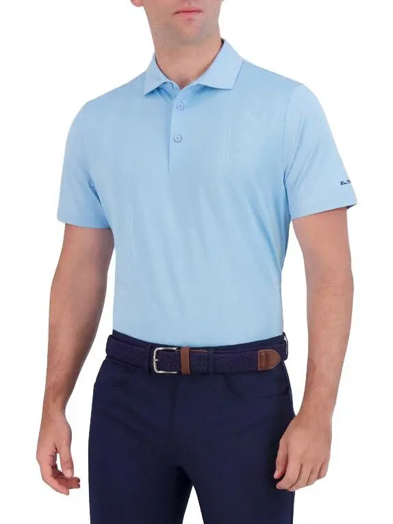 Ben Sherman Tonal Diamond Jacquard Performance Golf Polo - Light Blue