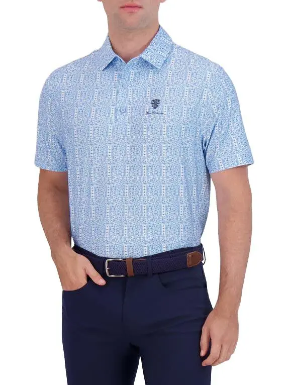 Ben Sherman Watercolor Geo Performance Golf Polo - Light Blue