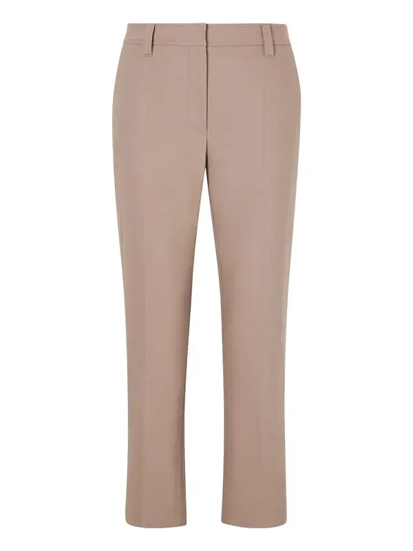 Brunello Cucinelli Cropped Slim-leg Stretch-cotton Trousers - Neutrals