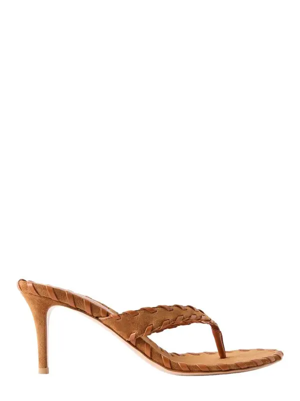 GIANVITO ROSSI 70 Whipstitched Leather-trimmed Suede Sandals - Brown