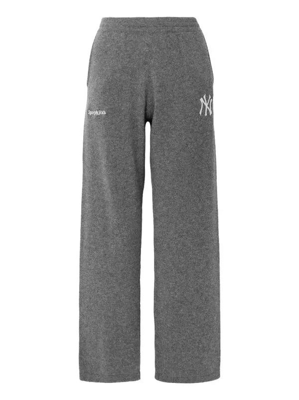 SPORTY & RICH 47 And New York Yankees Cashmere And Wool-blend Track Pants - Gray