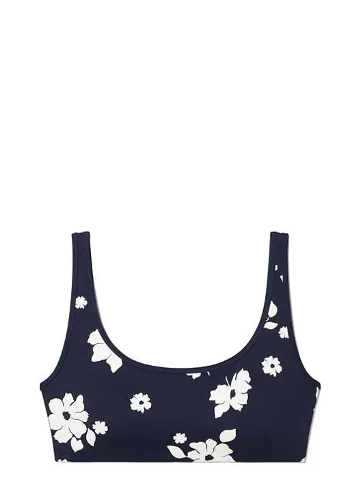 Tory Burch Printed Nylon Scoop-neck Bra - Medium Navy Contrast Floral