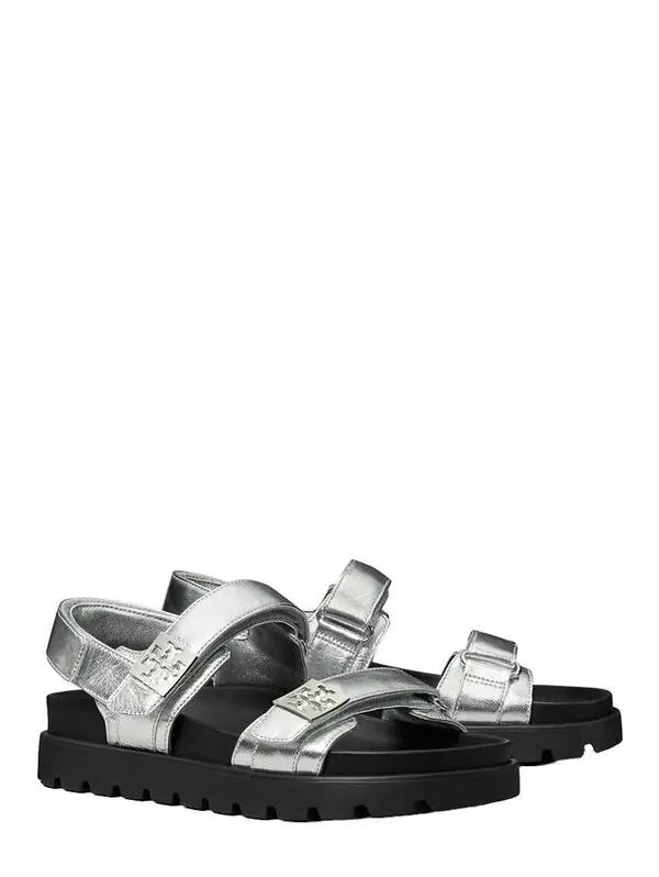 Tory Burch Mellow Burch Sandal - Silver/perfect Black/silver