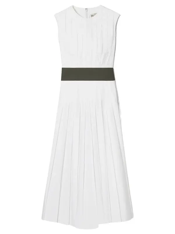 Tory Burch Pleated Poplin Dress - White
