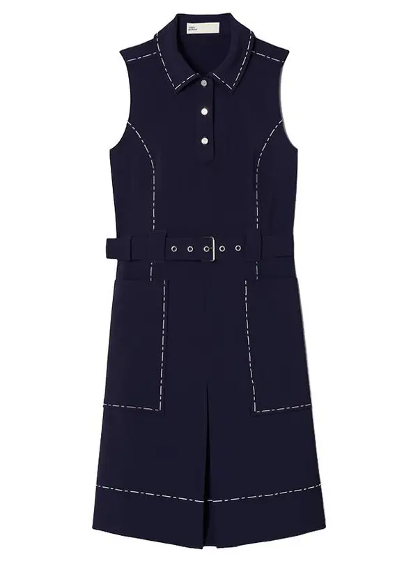 Tory Burch Pick Stitch Stretch Golf Dress - Deep Navy