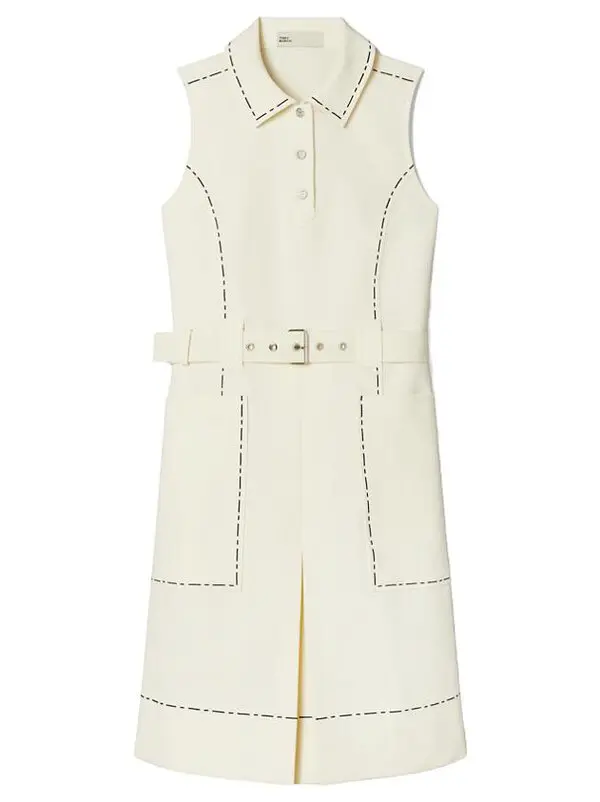 Tory Burch Pick Stitch Stretch Golf Dress - New Ivory