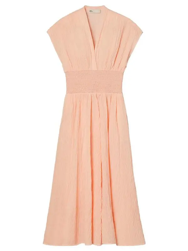 Tory Burch V-neck Fit And Flare Midi Dress - Melon