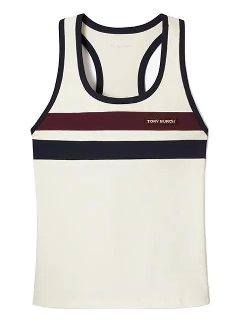 Tory Burch Double-stripe Tennis Tank - Snow White