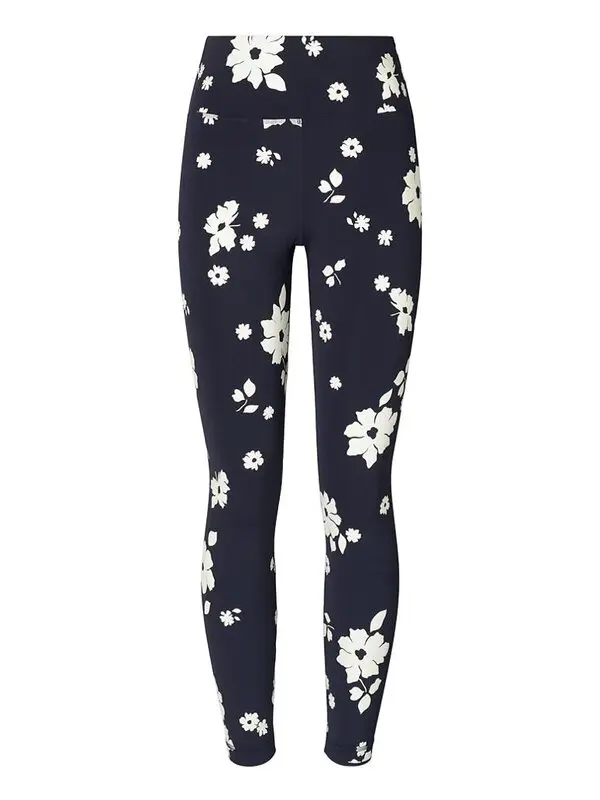 Tory Burch Printed Nylon Legging - Medium Navy Contrast Floral