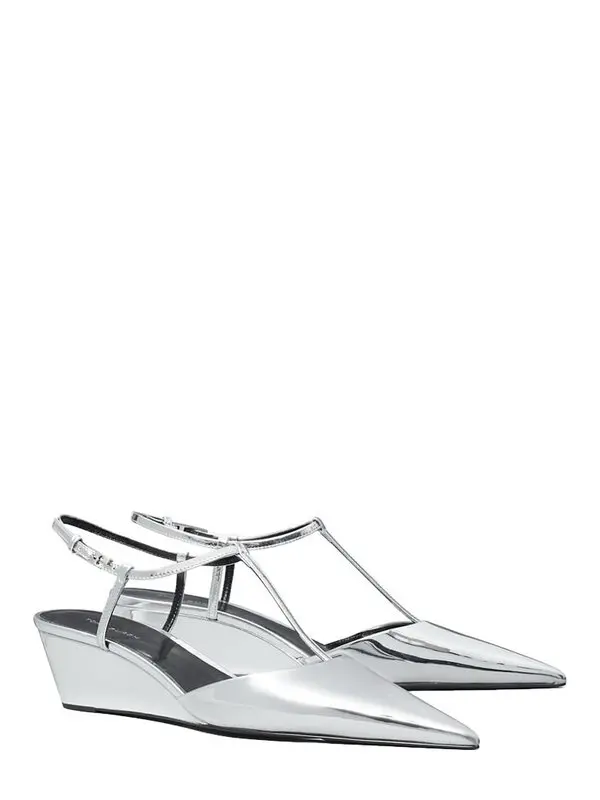 Tory Burch Gigi T-strap Wedge - Platinum