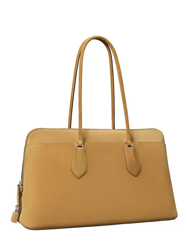Tory Burch Lock Suede Satchel - Toffee