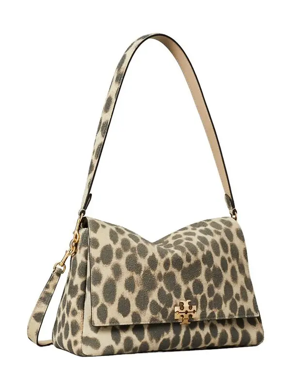 Tory Burch Charlie Suede Shoulder Bag - Mocha Brown/shea Butter