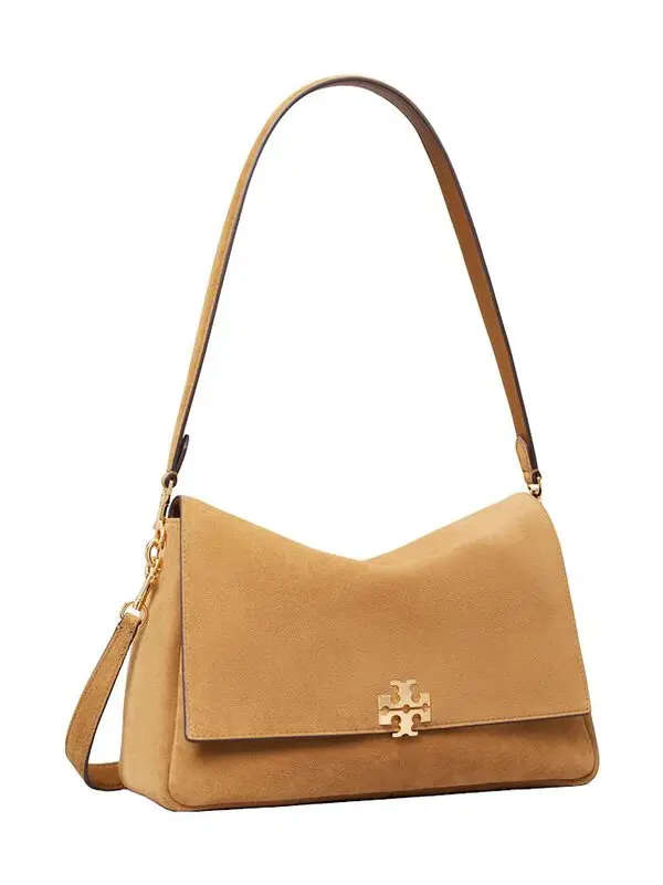 Tory Burch Charlie Suede Shoulder Bag - Wild Tobacco