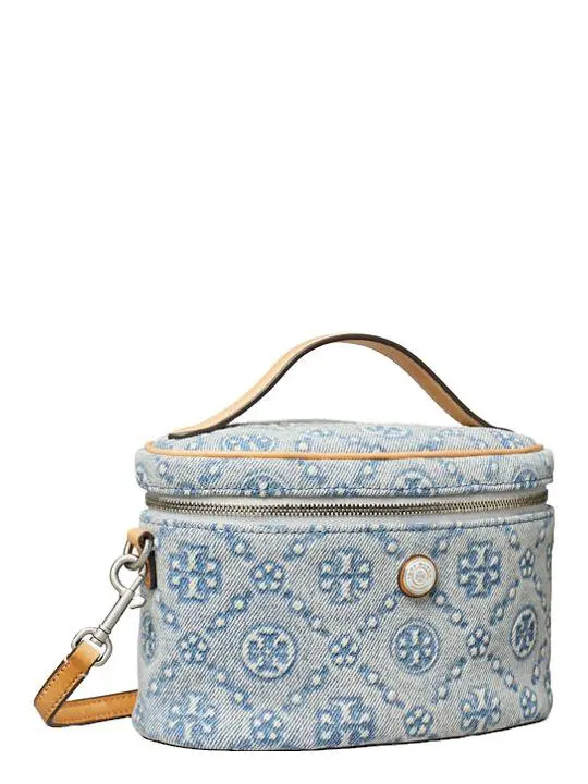 Tory Burch T Monogram Denim Soft Vanity Case - Powder Blue