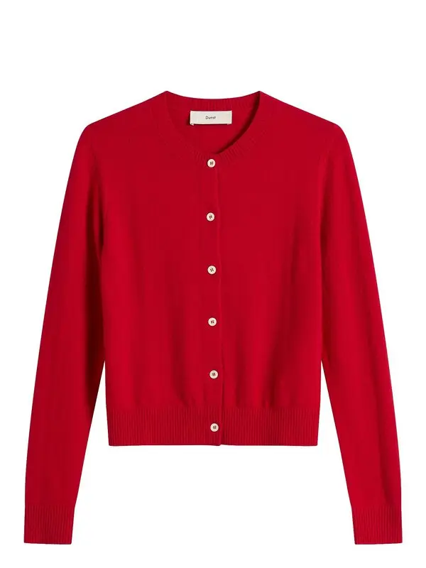 DUNST Essential Crewneck Knit Cardigan - Tomato Red