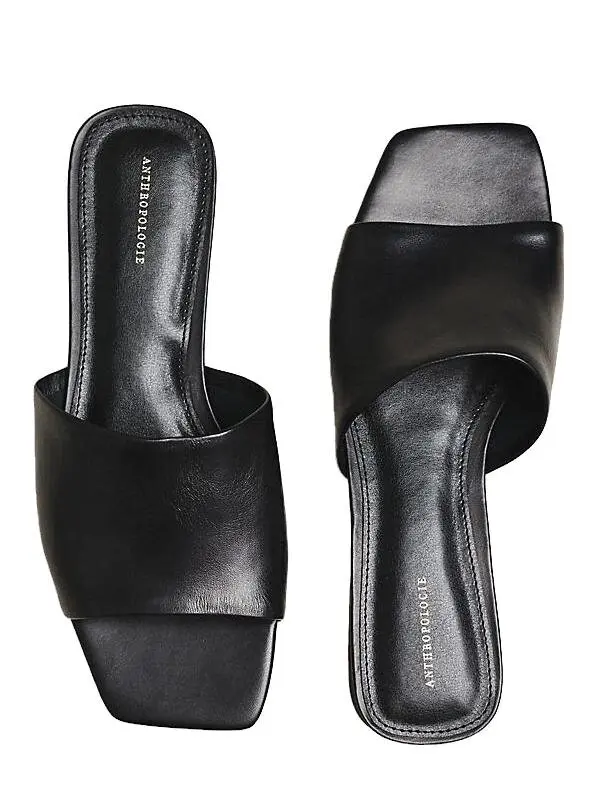 Anthropologie Leather Slide Sandals - Black