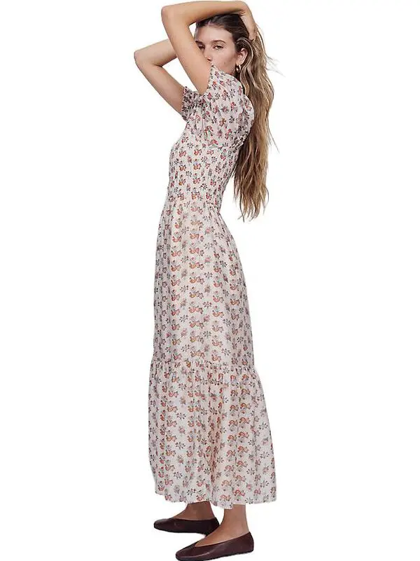 Anthropologie Peregrine 100% Cotton Midi Dress - Neutral Pattern