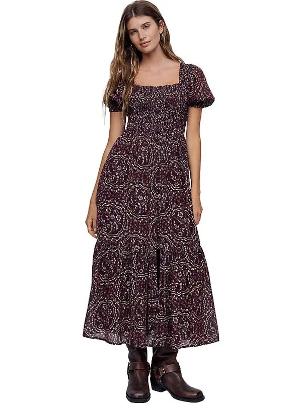 Anthropologie Peregrine 100% Cotton Midi Dress - Purple Pattern