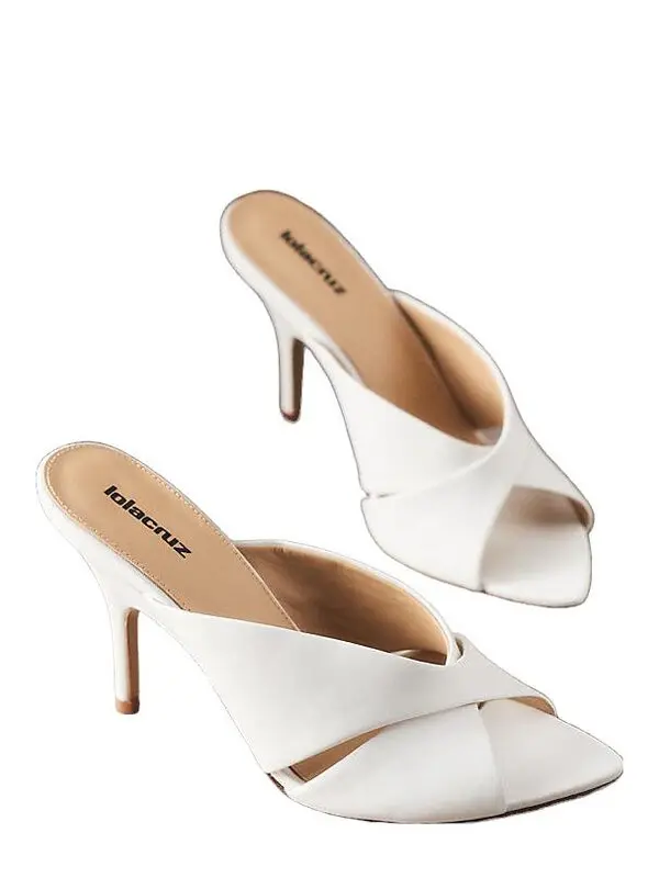 Lola Cruz Heeled Mule Sandals - White