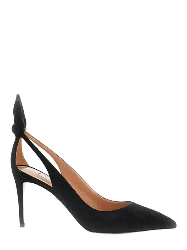 AQUAZZURA Bow Tie Pump 85 Suede And Nappa Leather - Nero