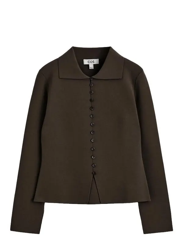 Cos Waisted Milano-knit Cardigan - Brown