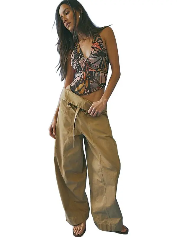 Free People Fisherman Drawcord Pull-on Pants - Dill Seed