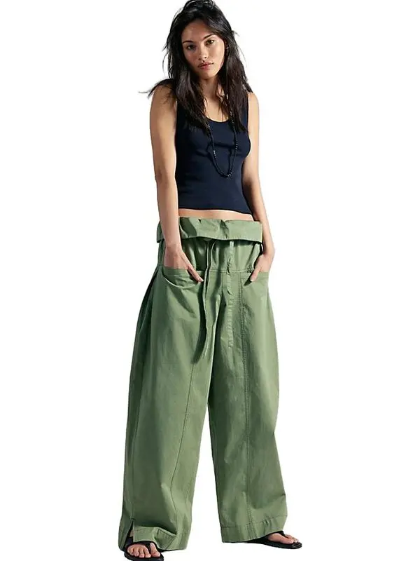 Free People Wide Leg Fisherman Pants - Mistletoe