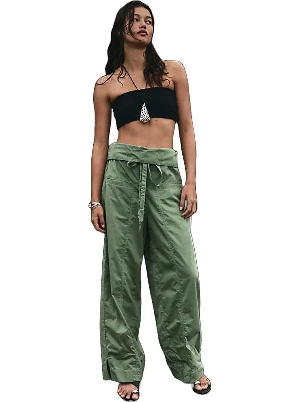 Free People Fisherman Drawcord Pull-on Pants - Mistletoe