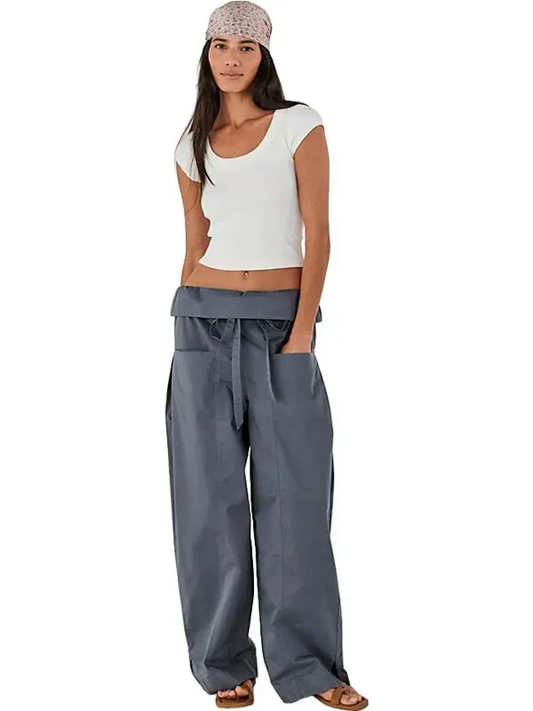 Free People Fisherman Drawcord Pull-on Pants - Steel