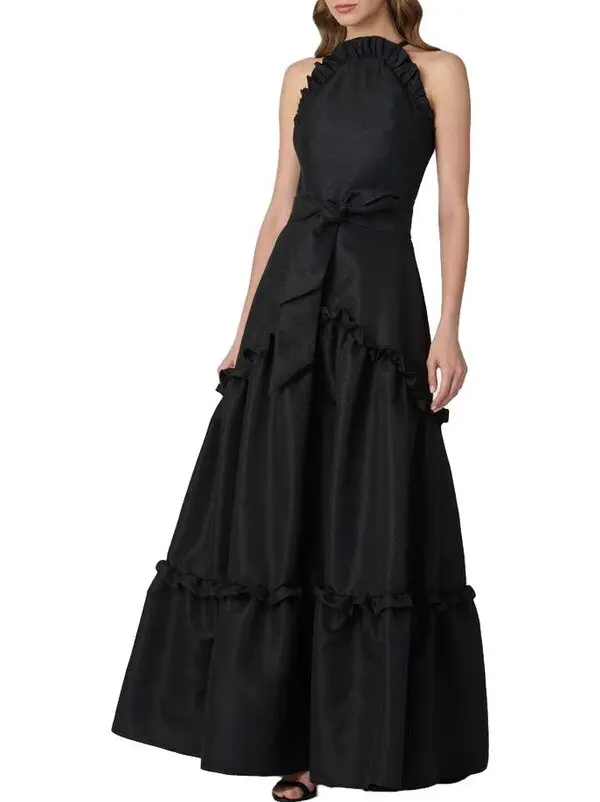 Shoshanna Lucille Moire Taffeta Gown - Jet