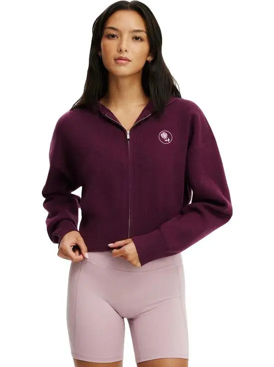 Cotton:on Active Knit Cropped Zip Through - Pickled Beet