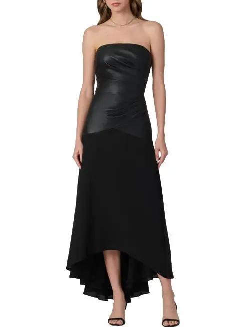 Shoshanna Faux Leather Evening Dress - Jet