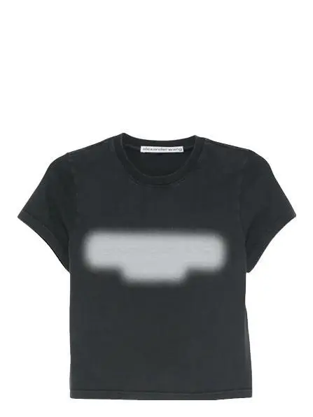 Alexander Wang Embossgraphic Shrunken Tee - Washed Black