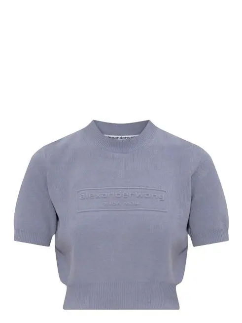 Alexander Wang Embossed Logo Ribbed T-shirt - Lavender Grey