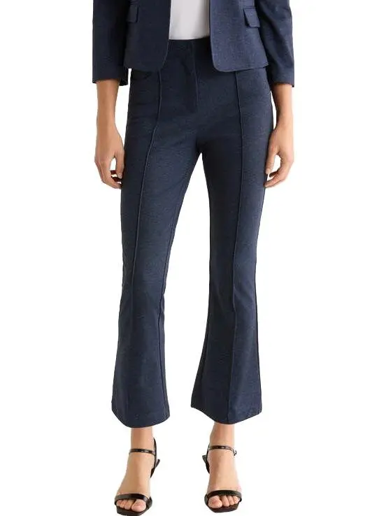 Halogen Seamed Crop Flare Trousers - Indigo Navy