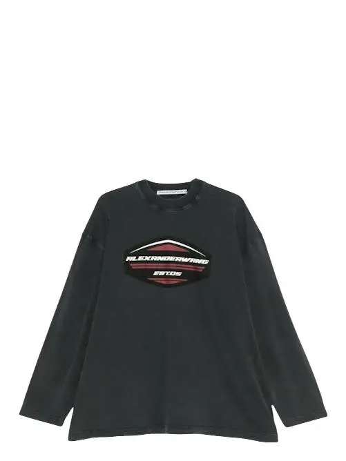 Alexander Wang Graphic Print Long Sleeve Overshirt - Washed Black