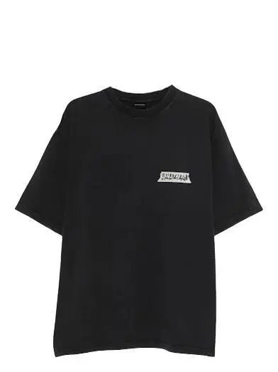 Balenciaga Medium Fit Crewneck Sweat-shirt T-shirt - Faded Washed Black