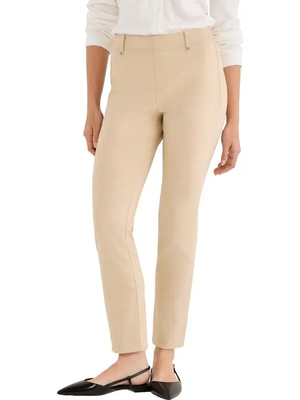NIC+ZOE Copley Wonderstretch Pull-on Straight Leg Pants - Latte
