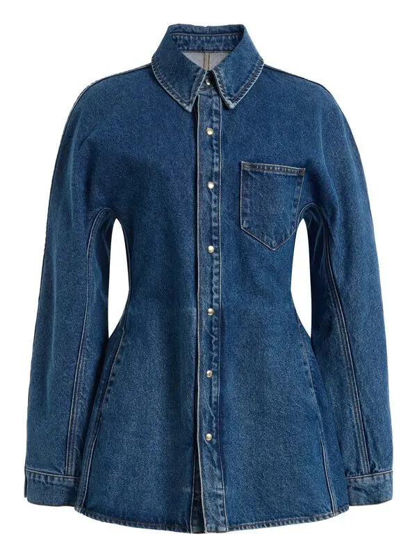 Ossou Cinch Denim Shirt - Dark Wash