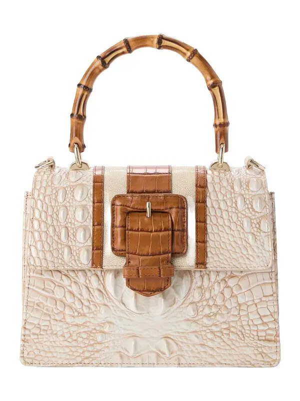 Brahmin Small Mod Hallie Croc Embossed Leather Top Handle Bag - Ivory
