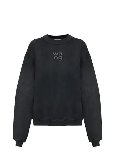 Alexander Wang Hotfix Logo Crewneck Sweatshirt - Washed Black