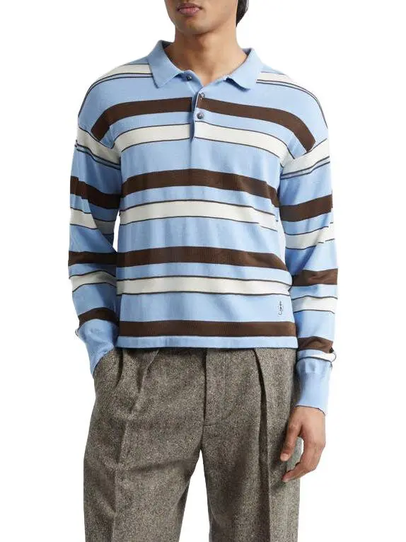 JW Anderson Rugby Stripe Polo Sweater - Misty Blue