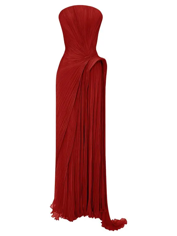 MARMAR HALIM Sculpted Maxi Gown - Red