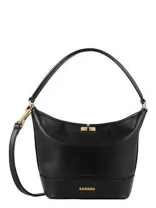 Sandro Tangoso Mini Leather Bucket Bag - Black