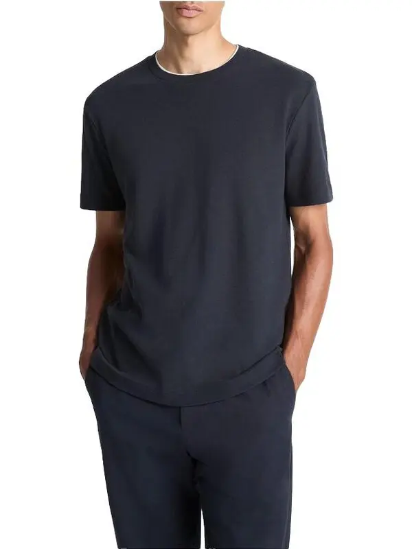 Vince Double-neck Pima Cotton T-shirt - Blue
